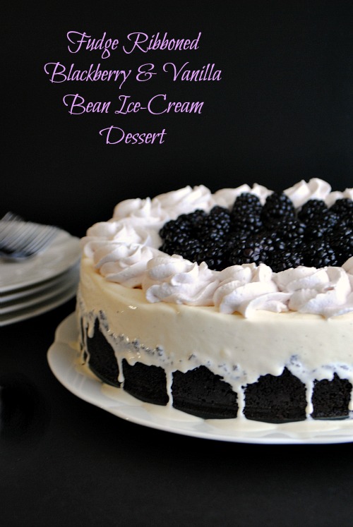 Fudge Ribboned Blackberry & Vanilla Bean Ice-Cream Dessert